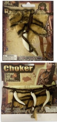 Caveman Cavewoman Bracelet & Necklace Set Costume Accessory Cave Man ...