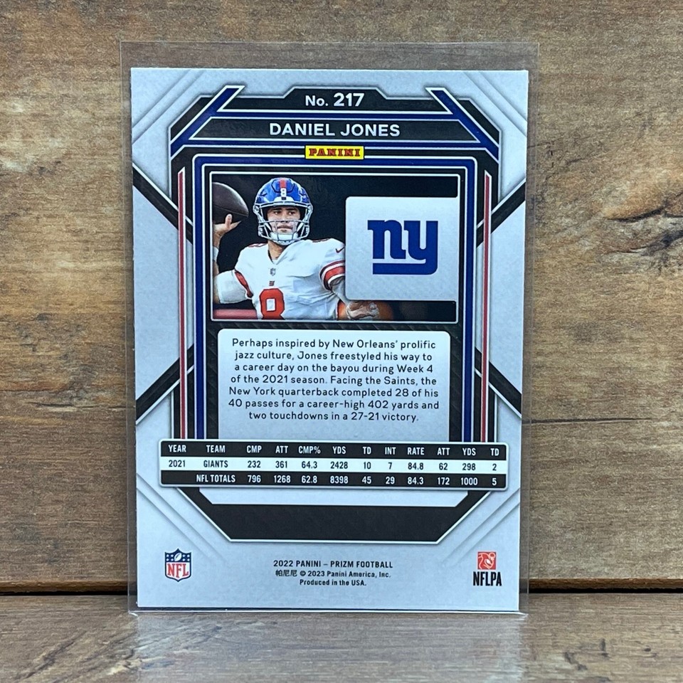 2022 Panini Prizm Football Daniel Jones New York Giants #217 Base Card ...