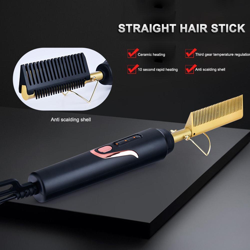 Electric Copper Comb Wet Dry Hair Straightening Comb with Anti-Scald ...