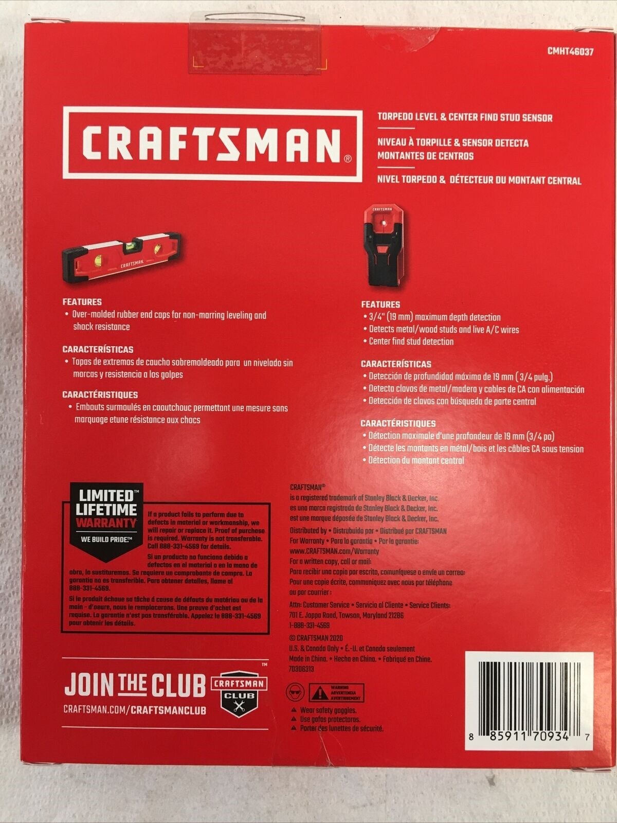 CRAFTSMAN 3/4" Scan Depth Metal & Wood Stud Finder w 9" Mag Torpedo-LOT ...