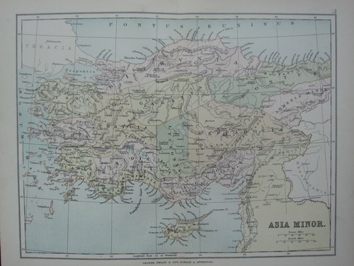 1872 MAP ~ ASIA MINOR CARIA MYSIA LYDIA GALATIA LYCAONIA CAPPADOCIA | eBay