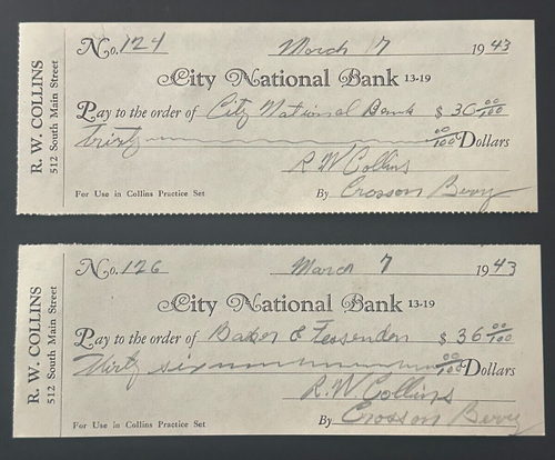 Antique, Checks 1943 Vintage Documents Business Bank Note (44 included ...