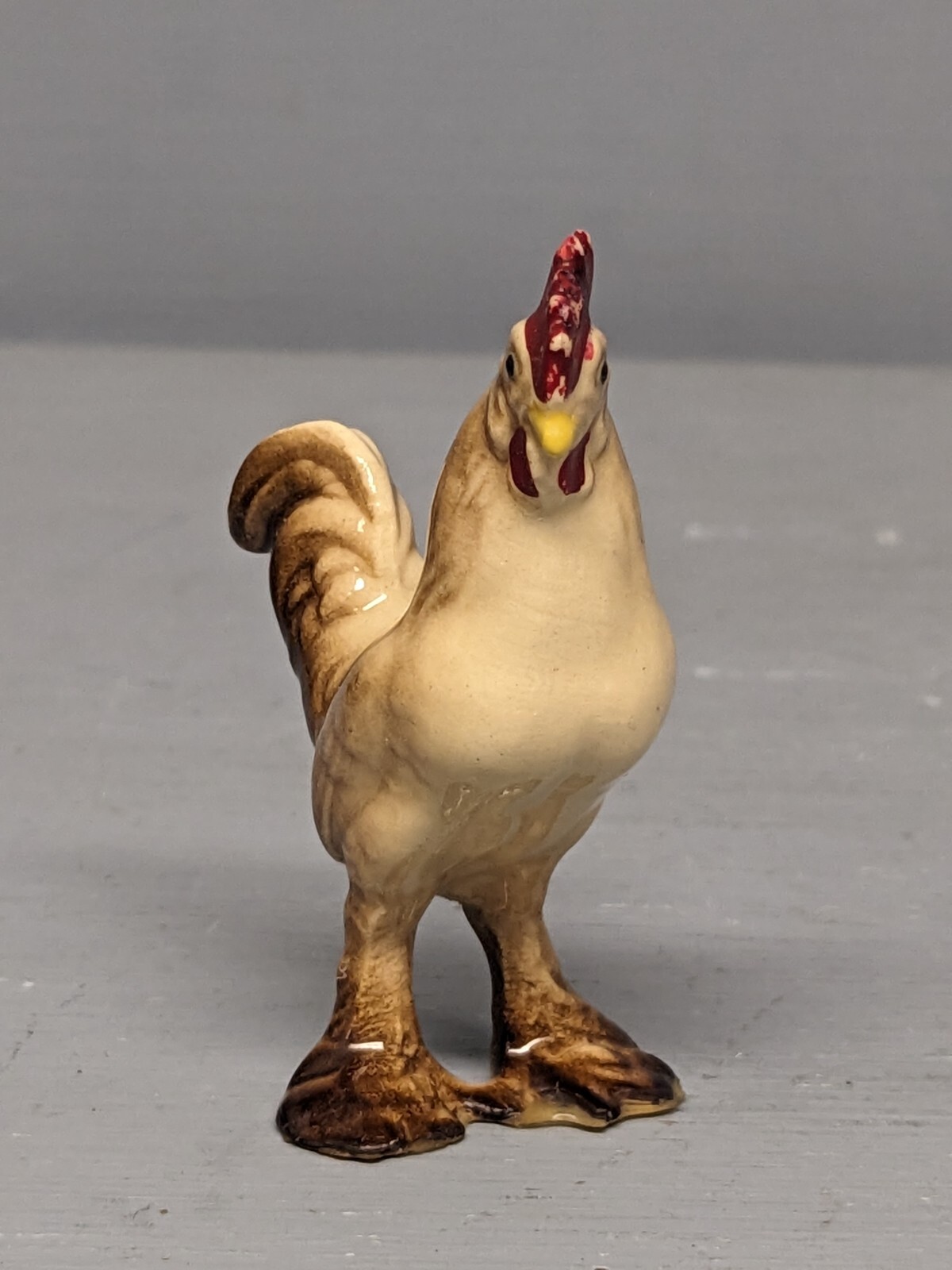 Old Hagen Renaker Cream Colored Tall Rooster Red Paint Loss | eBay