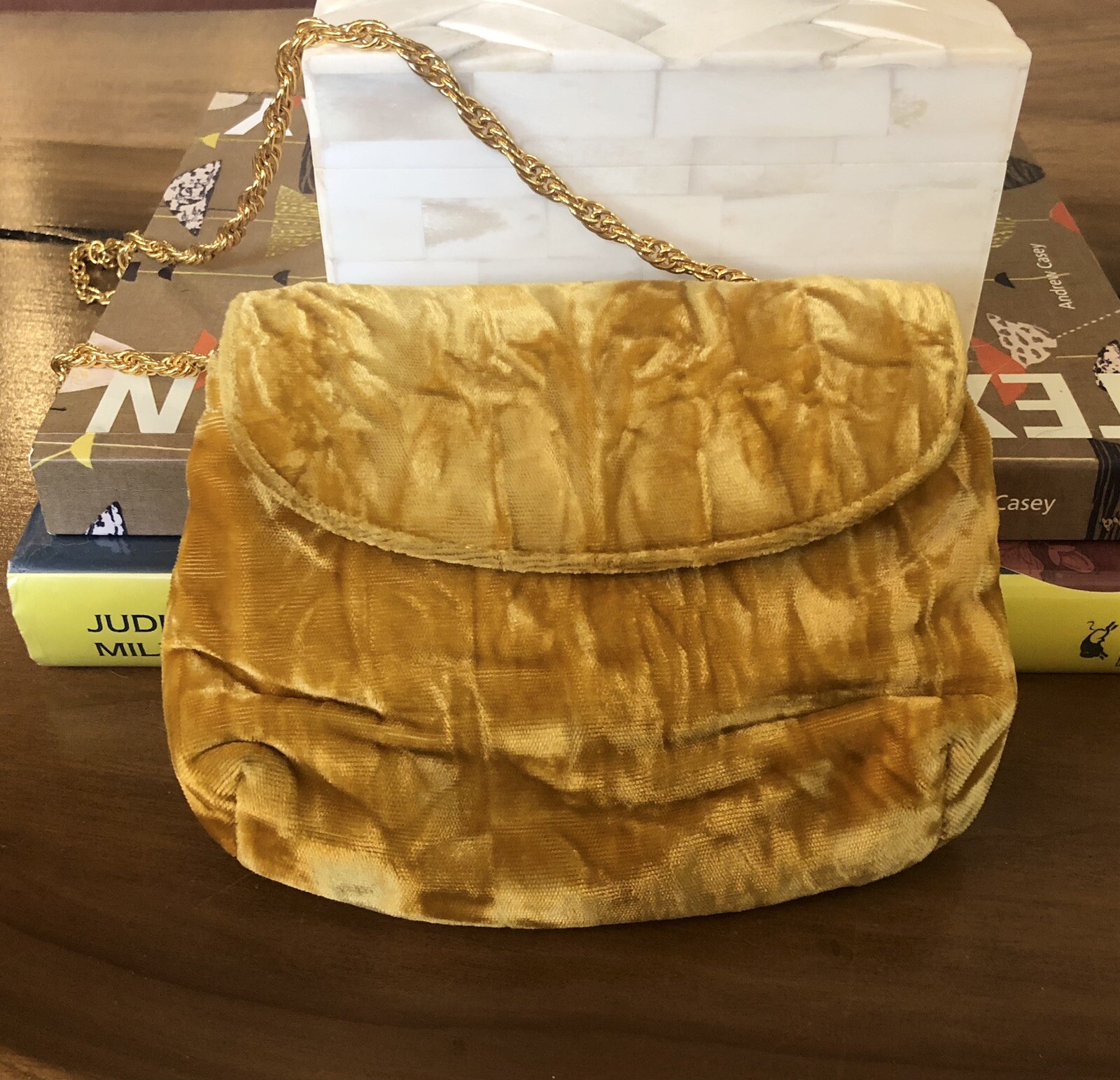 Vintage Miss Lewis 1960s Gold Yellow Crushed Velvet S… - Gem