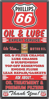 PHILLIPS 66 LUBE OIL CHANGE GAS STATION OLD SIGN REMAKE ALUMINUM SIZE ...