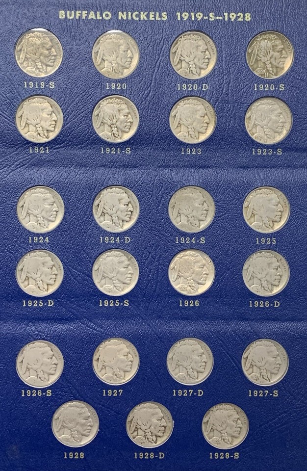 1913-1938 Buffalo Nickel Collection Complete Set-In Whitman Album (1937 ...