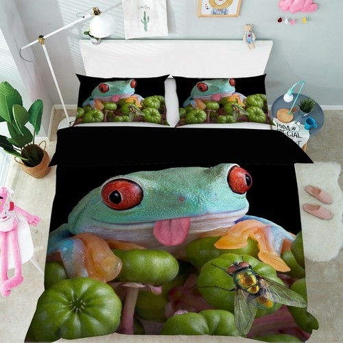 3D Frog Flies O08 Animal Bed Pillowcases Quilt Duvet Cover Set Queen ...