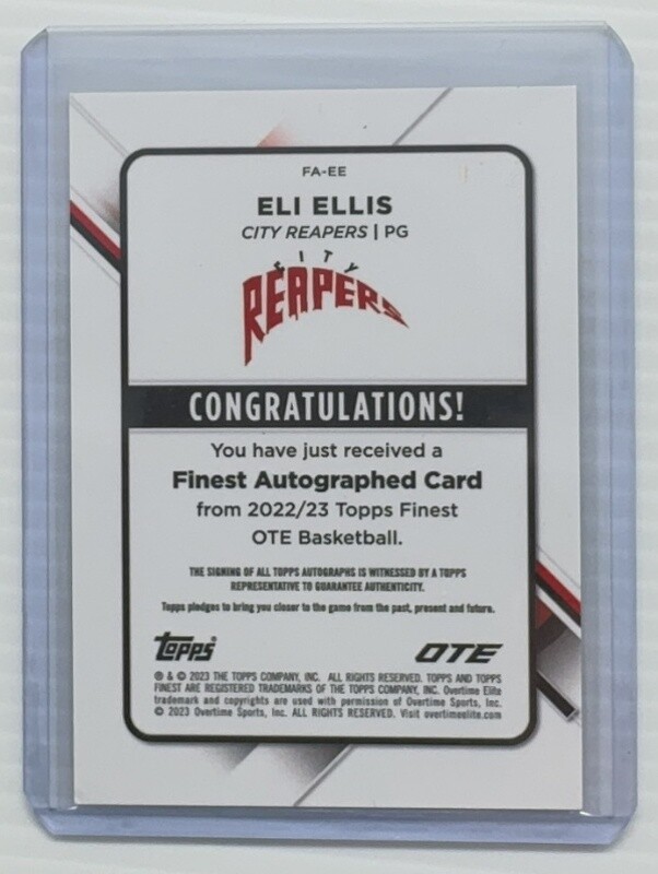 2022-23 Topps Finest OTE Eli Ellis Gold Refractor Prospect Auto ...