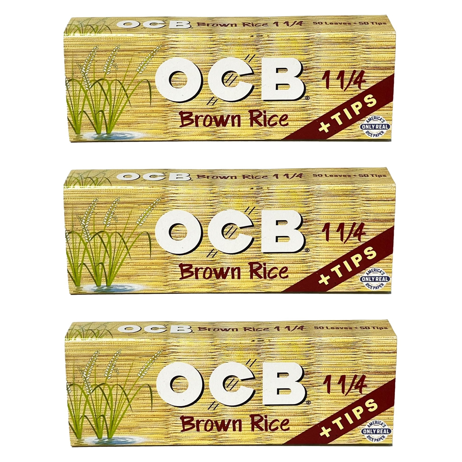 OCB Brown Rice Rolling Papers w/ Tips - 1 1/4 - 3 packs | eBay