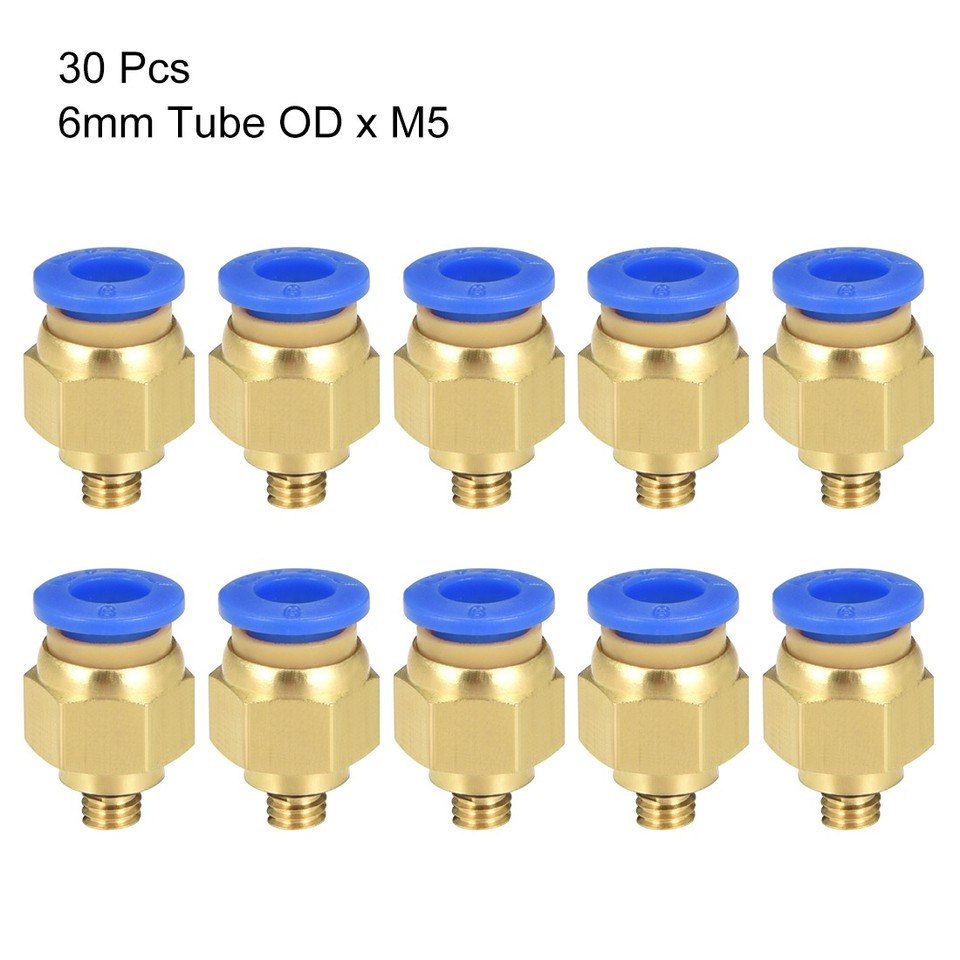 30 Pcs PC6-M5 Pneumatic Air Straight Quick Fitting Tube 15/64" Thread ...