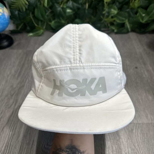 Hoka One One Hat Cap Mens White Adjustable 5 Panel Time To Fly Running ...