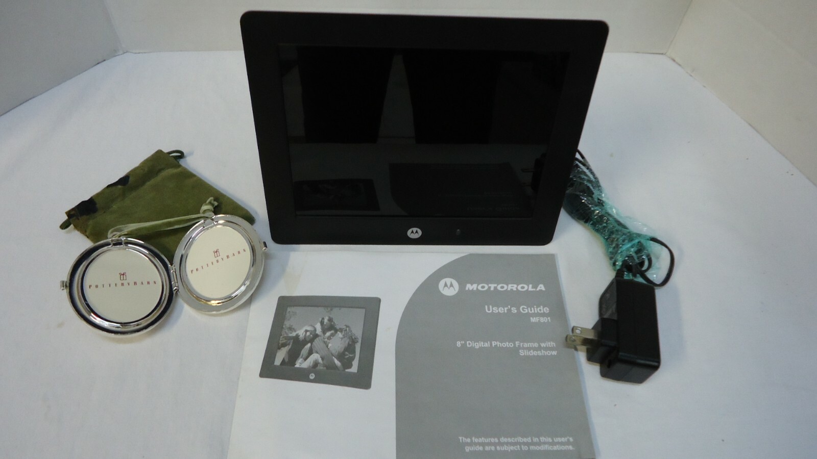 8" Motorola Digital Photo Frame and Double Oval 3 1/2" x 2 1/2" Silver ...