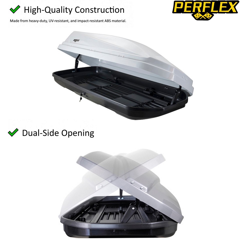 Perflex Exclusive Roof Cargo Box Large 17.7 Cu Ft Car Top Carrier Travel (White) | eBay