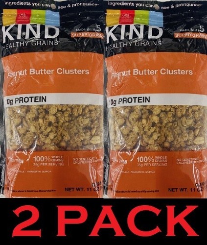 2x KIND HEALTHY GRAINS Healthy Snack PEANUT BUTTER CLUSTERS 11 oz Bag ...