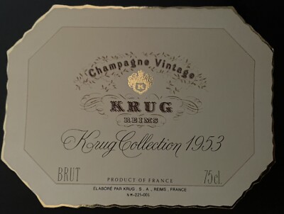 Une étiquette de champagne Krug Collection 1953 | eBay