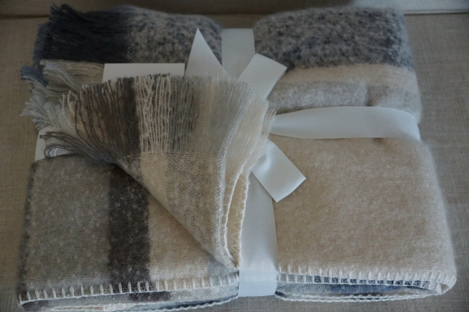 UGG Colton Muted Plaid Throw Blanket Wool-Blend Imperial Whipstitch 50 ...