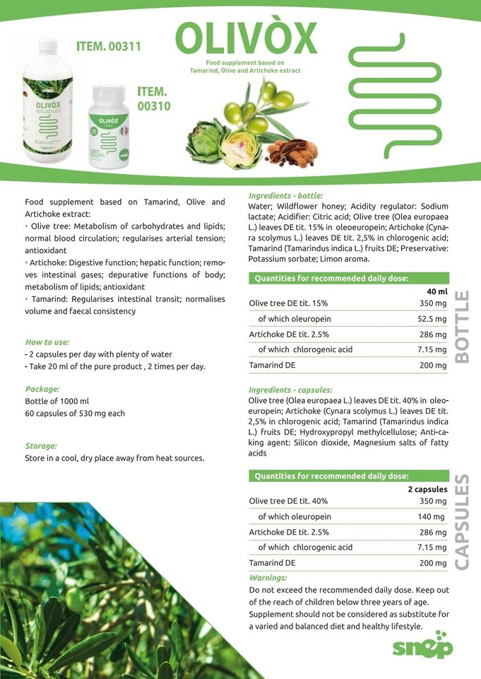 SNEP Olivox 1 bottle Dietary Supplement Antioxidant Digestive Function ...