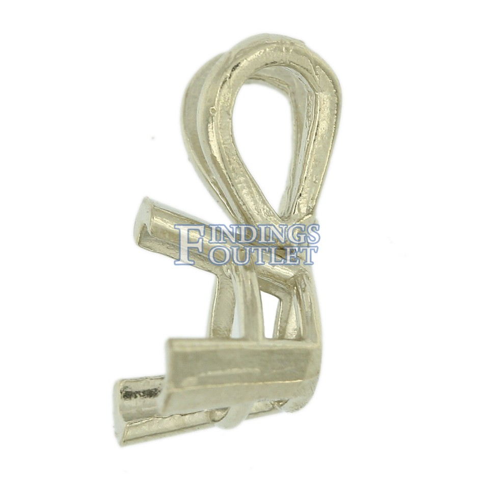 14K White Gold Trillion Pendant Setting Rabbit Ear Bail Mounting 0.12ct ...