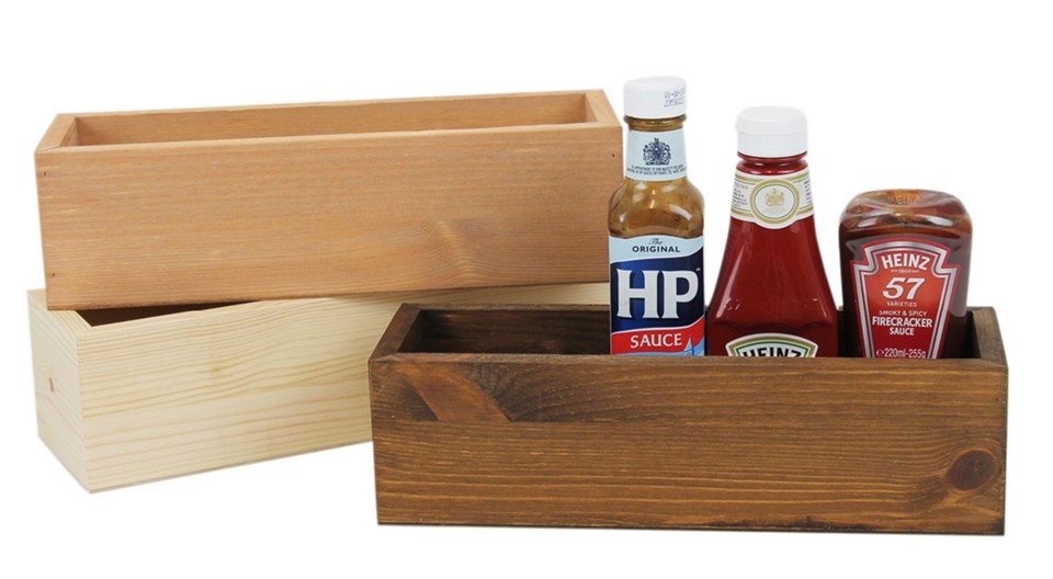 Handmade Thick Pine Wood Table Tidy / Condiment Holder storage caddies ...
