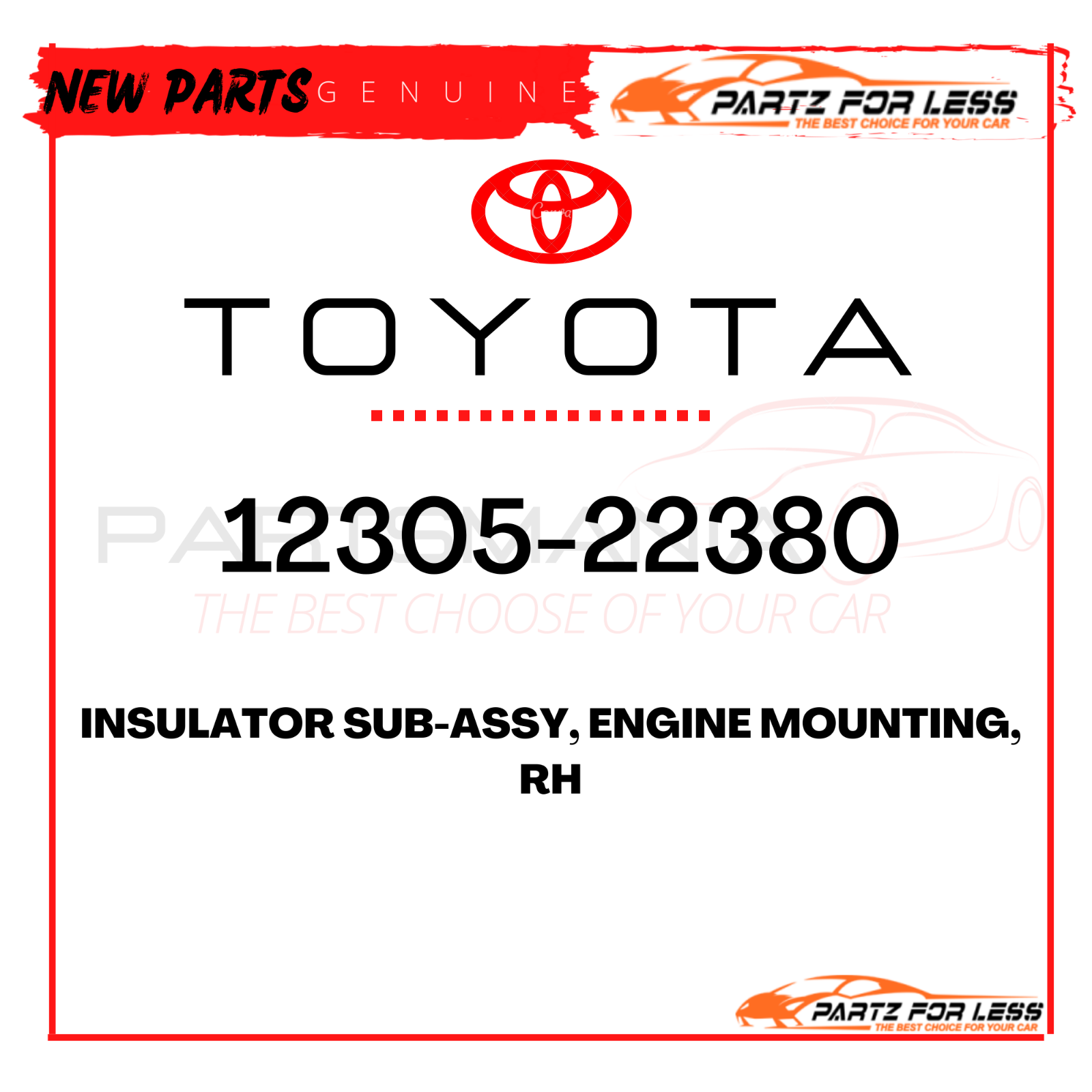 12305-22380 TOYOTA GENUINE INSULATOR SUB-ASSY, ENGINE MOUNTING, RH ...