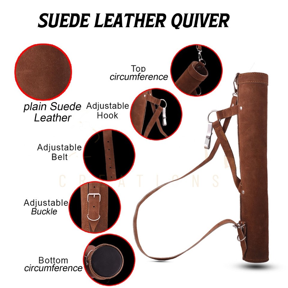 Back Arrow Quiver Genuine Suede Leather Arrow Holder Traditional ...