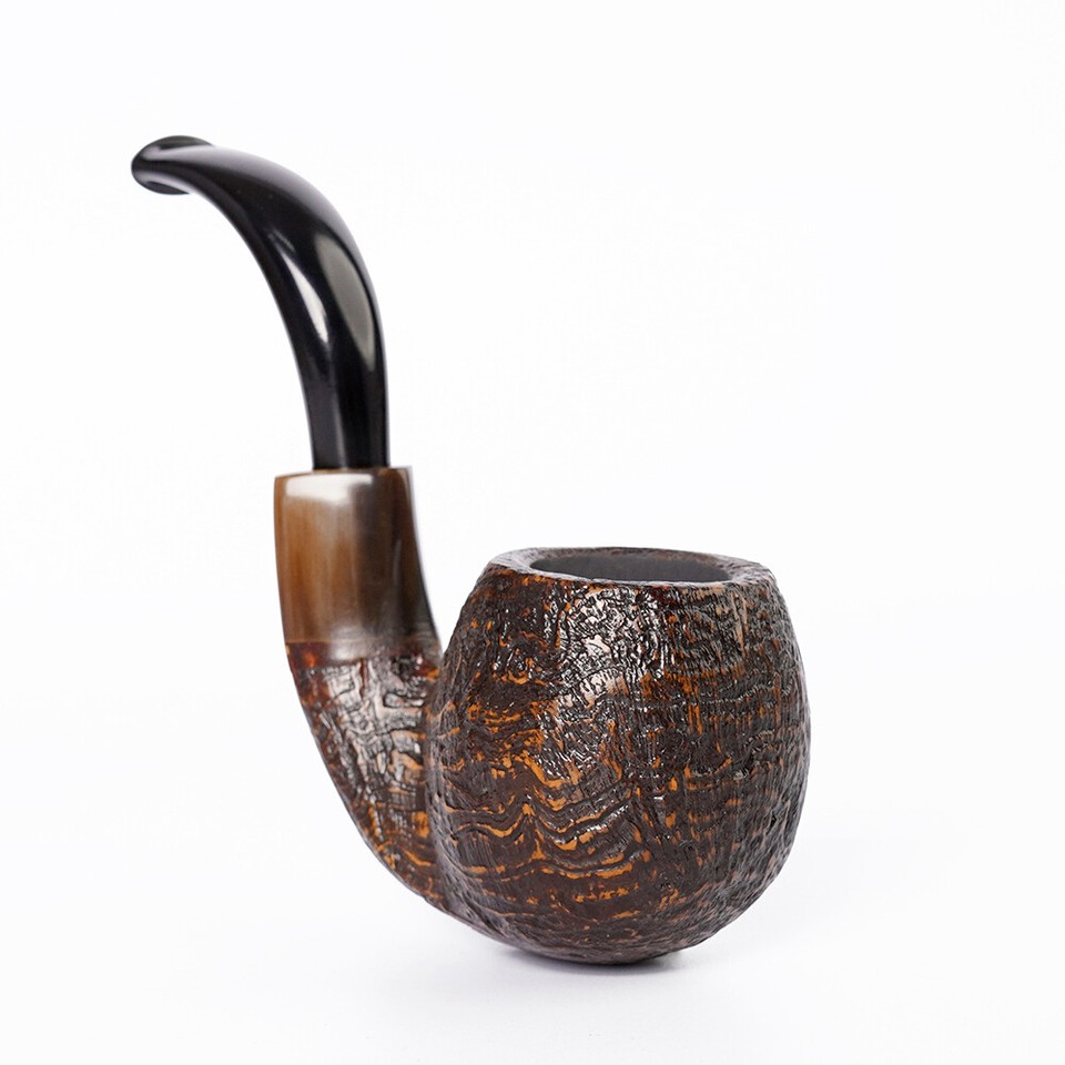 Briar Hungarian Tobacco Pipe Sandblasted Oom-Paul Pipe Bent Cumberland ...