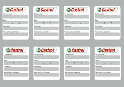 8x CASTROL Oil Change Service Reminder Stickers Decals Adhesive Labels ...