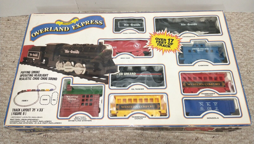 OVERLAND EXPRESS Train Track Toy Set RIO GRANDE ENGINE Sounds + Puffing ...