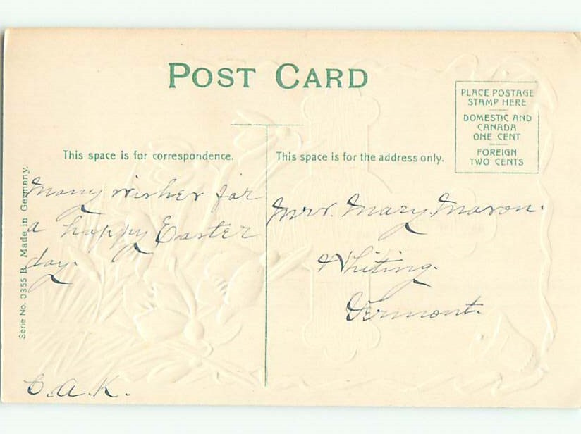 Pre-Linen easter religious COUNTRY ROAD TO CHURCH BLESSED JESUS CROSS ...