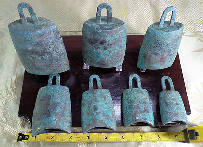 Ancient Chinese Bronze Bells. Graduated Set of 7! c. W. Zhou Dynasty ...