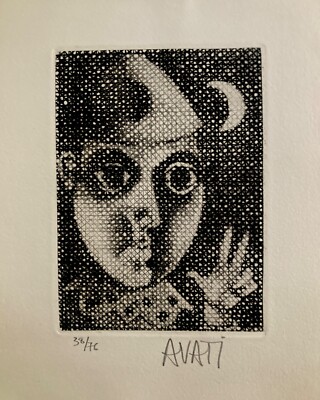 Mario Avati gravure originale 1958 signée manière noire art peintre ...