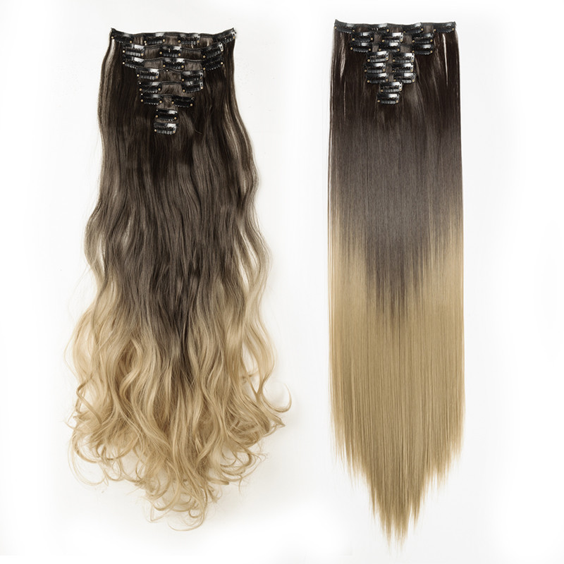 Balayage Clip In 100% Thick as Real Human Hair Extensions Natural Fake ...