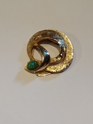 Vintage Signed Lieba USA Gold-tone Green Stone Textured Scarf Clip | eBay