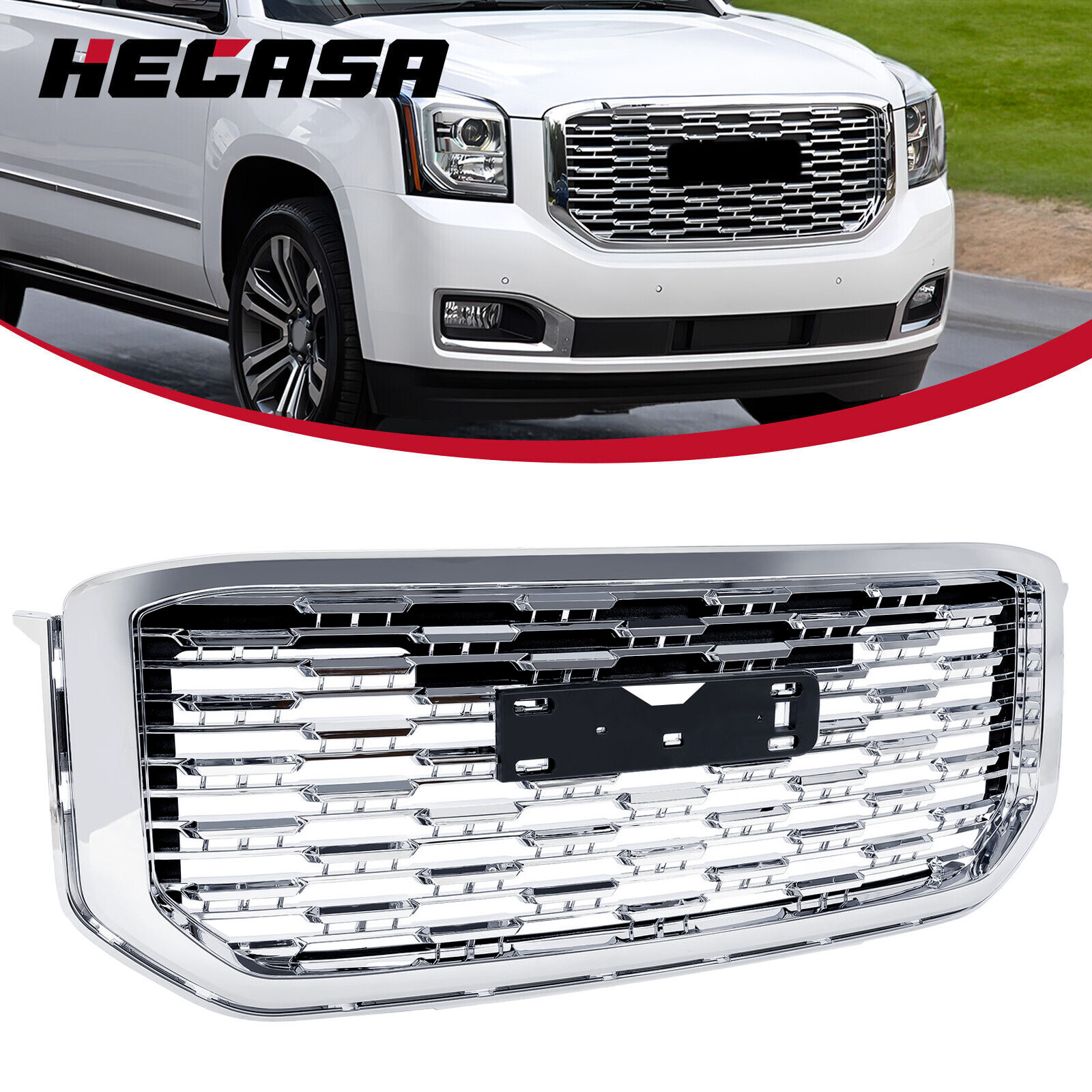 Chrome Front Upper Grille Mesh Grill For GMC Yukon/ Yukon XL Denali ...