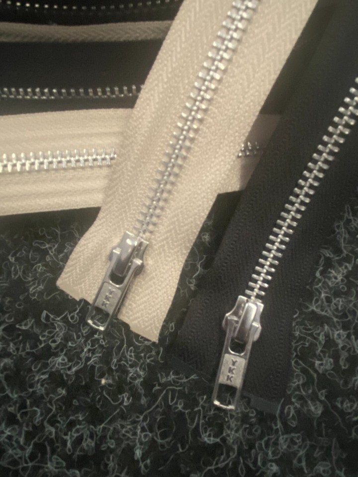 YKK Extra Long Metal Open End Zips-Black, Beige Zipper.91cms to 300cms ...