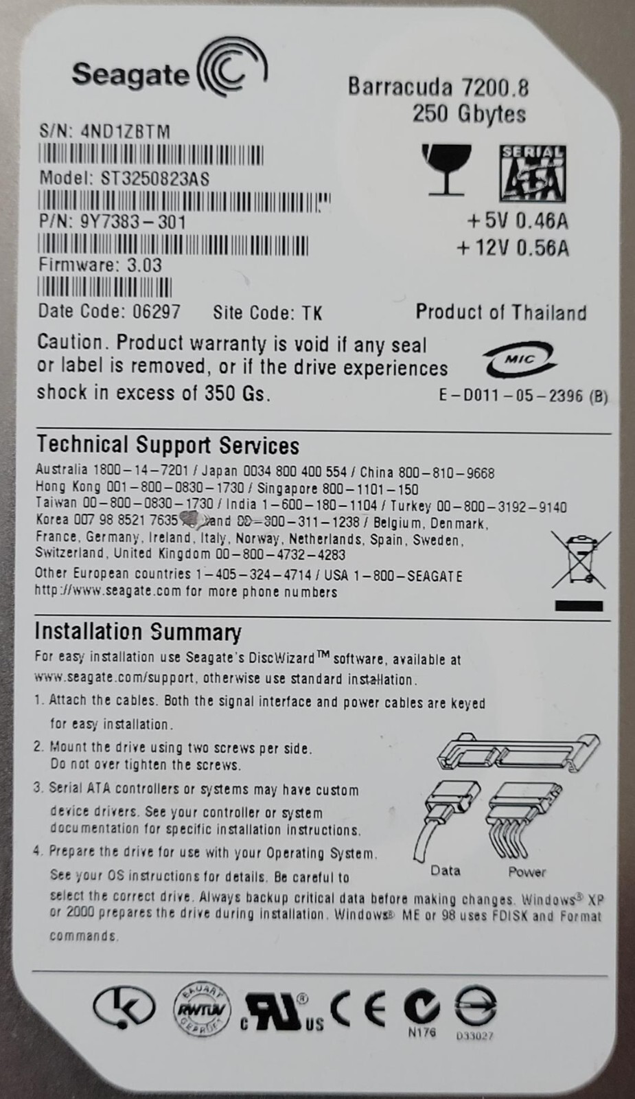 Seagate BARRACUDA 250GB Sata INTERNAL Desktop Hard Drive ST3250823AS | eBay