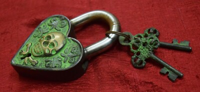 Heart Shape Door Lock Brass Handmade Skull Design Home Gate Decor ...
