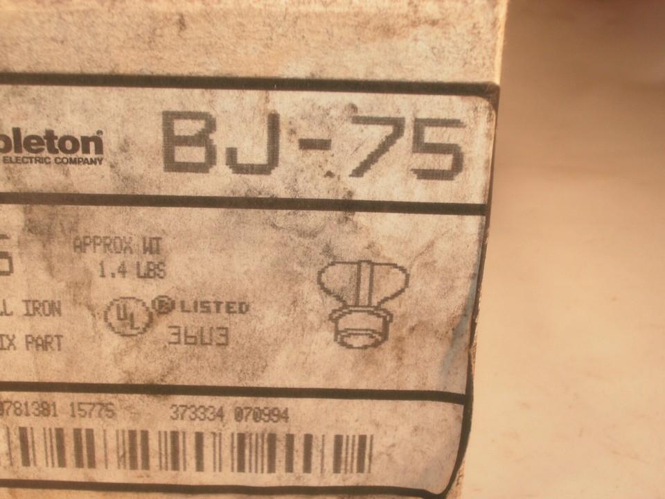 APPLETON BJ-75 MALLEABLE IRON 3/4" FLEXIBLE FIXTURE STEM BJ75 SOLD EACH ...