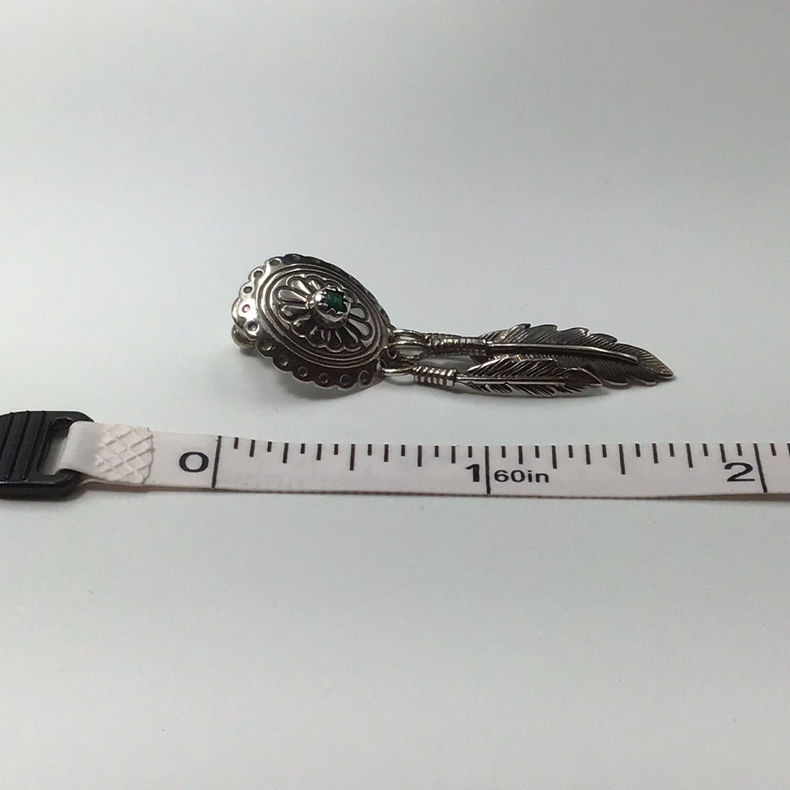 Concho Shell And Feather Earrings Sterling Silver Native Unsigned ...