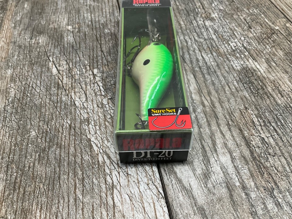Rare Discontinued Rapala lure DT-20 Sure Set Hooks Green shad DTMSS-20 ...