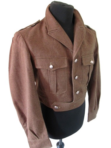 Vintage French Army brown wool ike jacket coat military blazer uniform ...