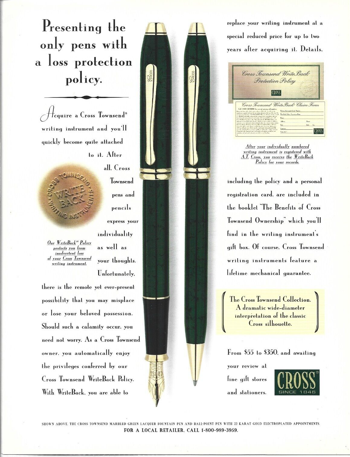 Cross Townsend Collection Writing Pen Print Ad | eBay
