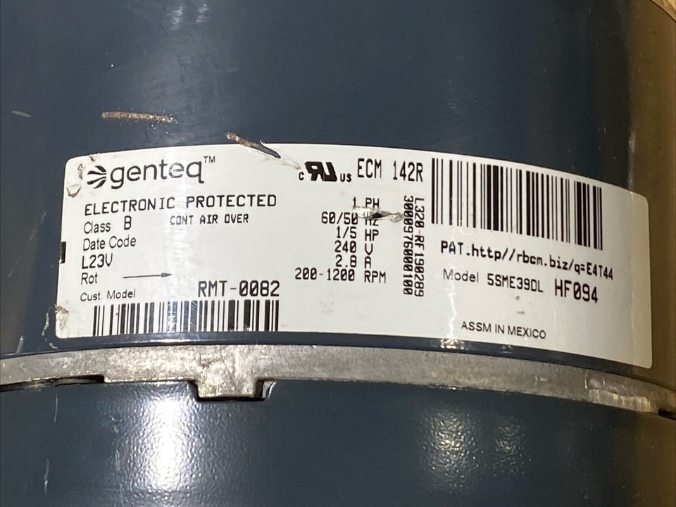 Genteq Ecm Motor 5SME39DL / E338178 New | eBay