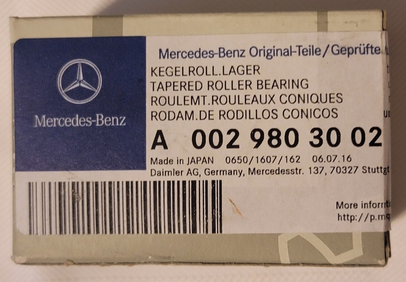 Mercedes-Benz Tapered Roller Bearing A0029803002 Original OEM New in ...