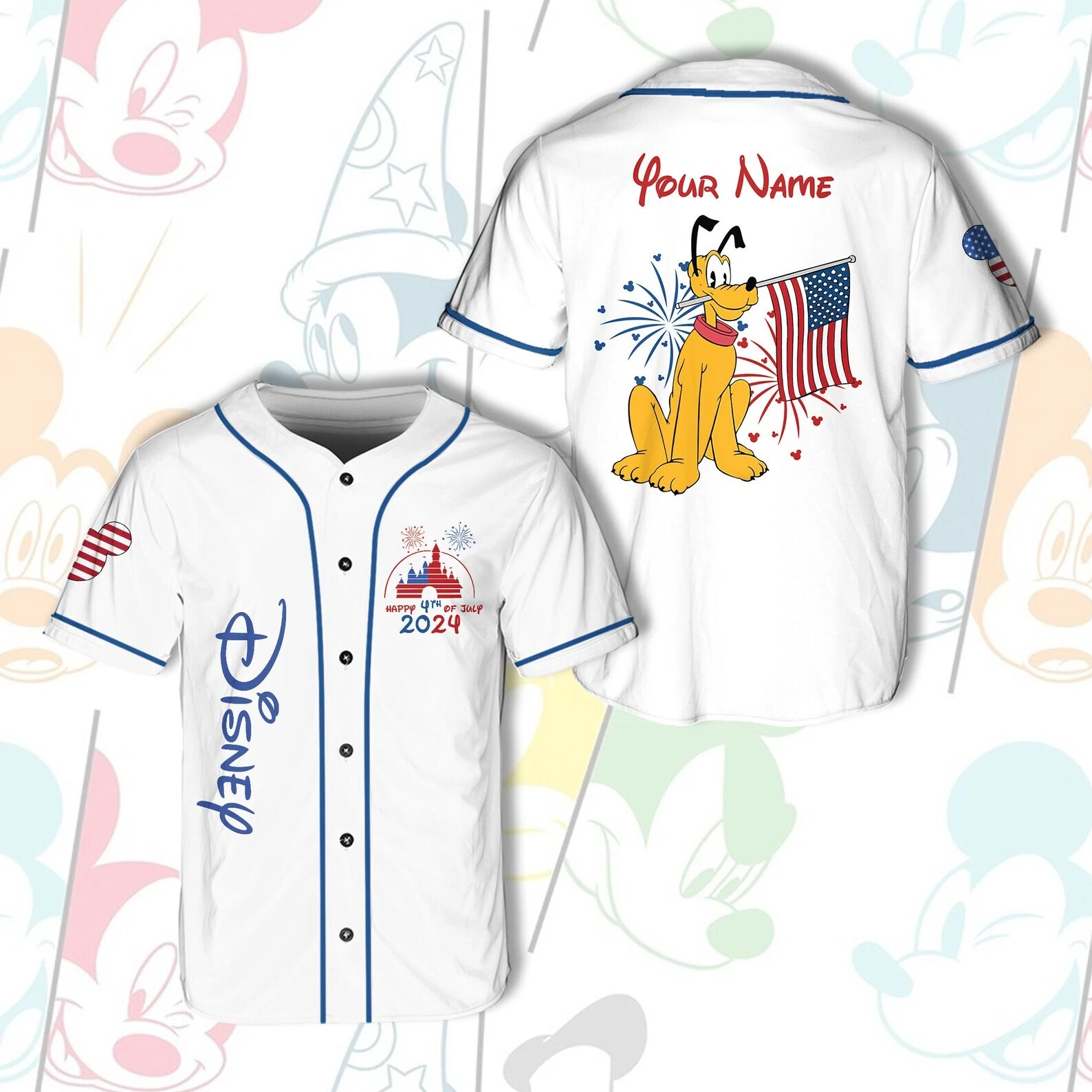 Personalized Pluto Dog USA Patriotic Happy 4th Of July Baseball Jersey ...