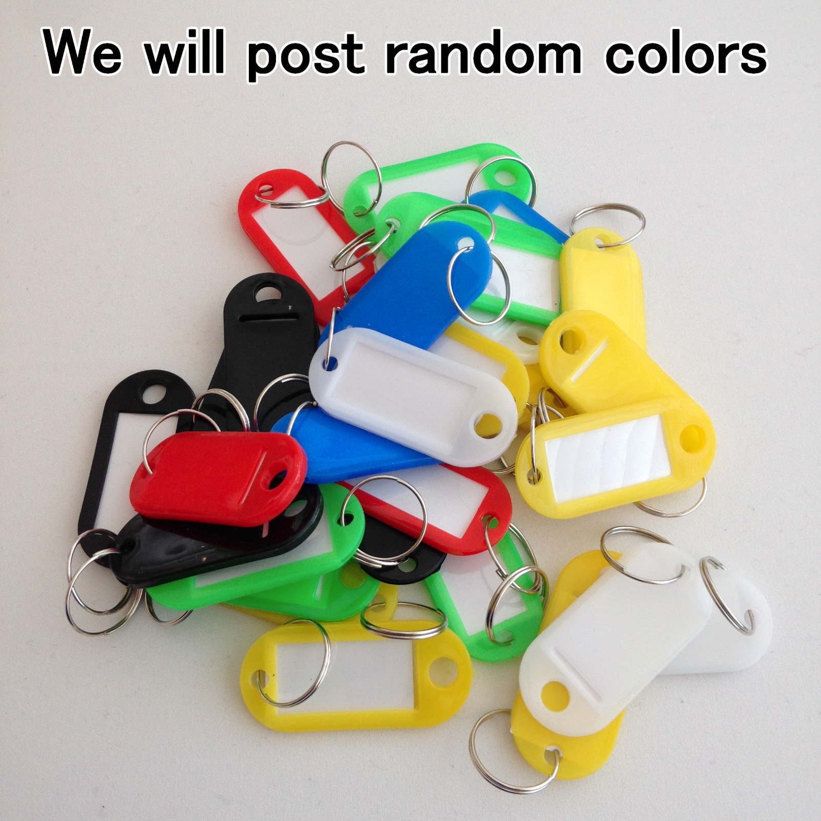 50pcs Mix Colours Plastic Key Ring Tags Name Tag Keyring Keychain ...
