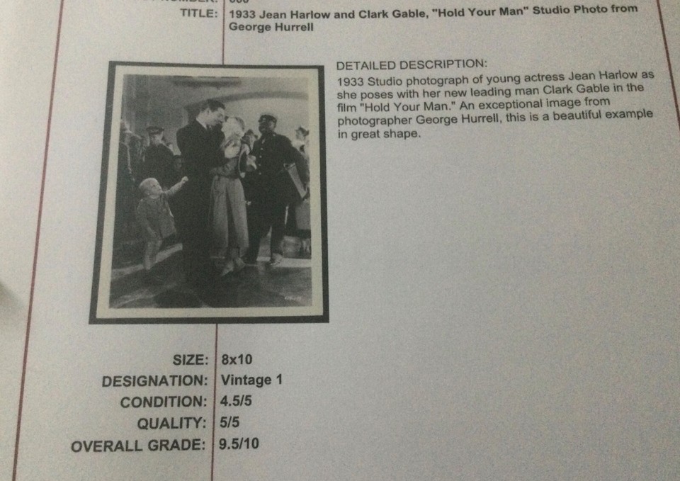 1933 Jean Harlow & Clark Gable, "Hold Your Man" Studio Photo from ...