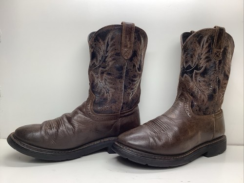 MENS ARIAT ATS WORK BROWN BOOTS SIZE 9 D | eBay