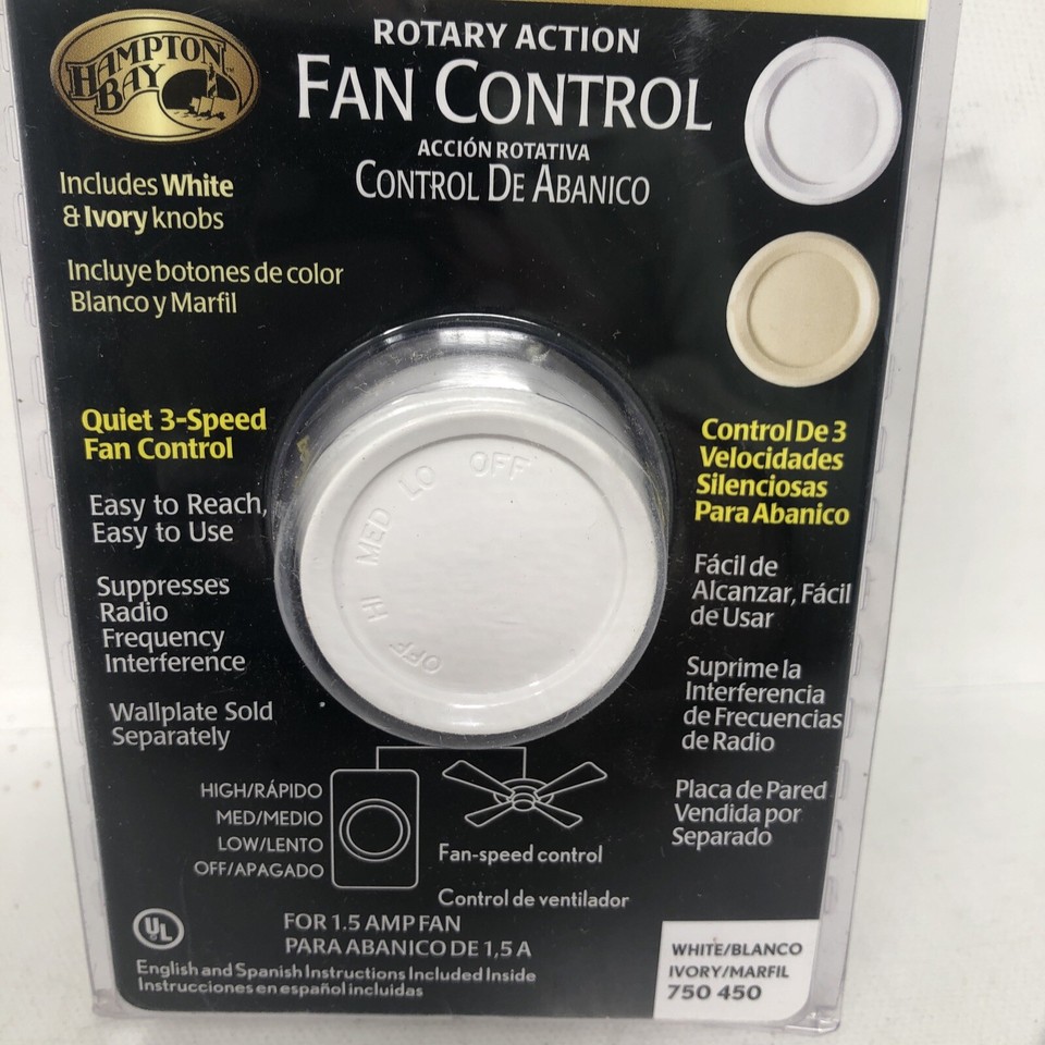 Hampton Bay Fan Control 750 450 Rotary Action Fan Knob Quiet 3 Speed | eBay