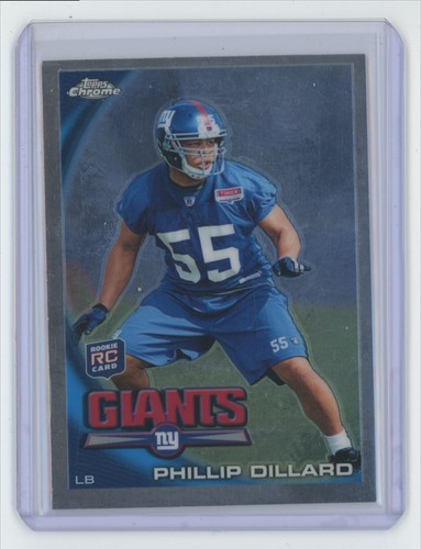 2010 Topps Chrome Phillip Dillard Rookie Football Card New York Giants ...